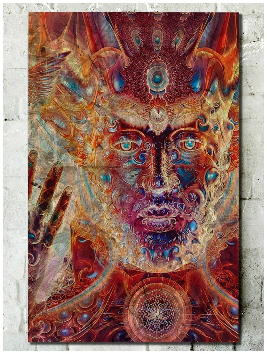 Картина интерьерная на рельефной доске ОСП эзотерика души тела космоса провидения таинств йога - 6830 В