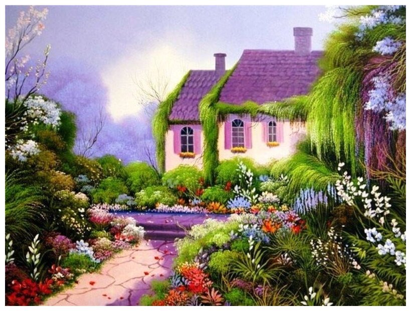 Набор алмазной вышивки "Сказочный дом", размер 50х38см, 58 цветов