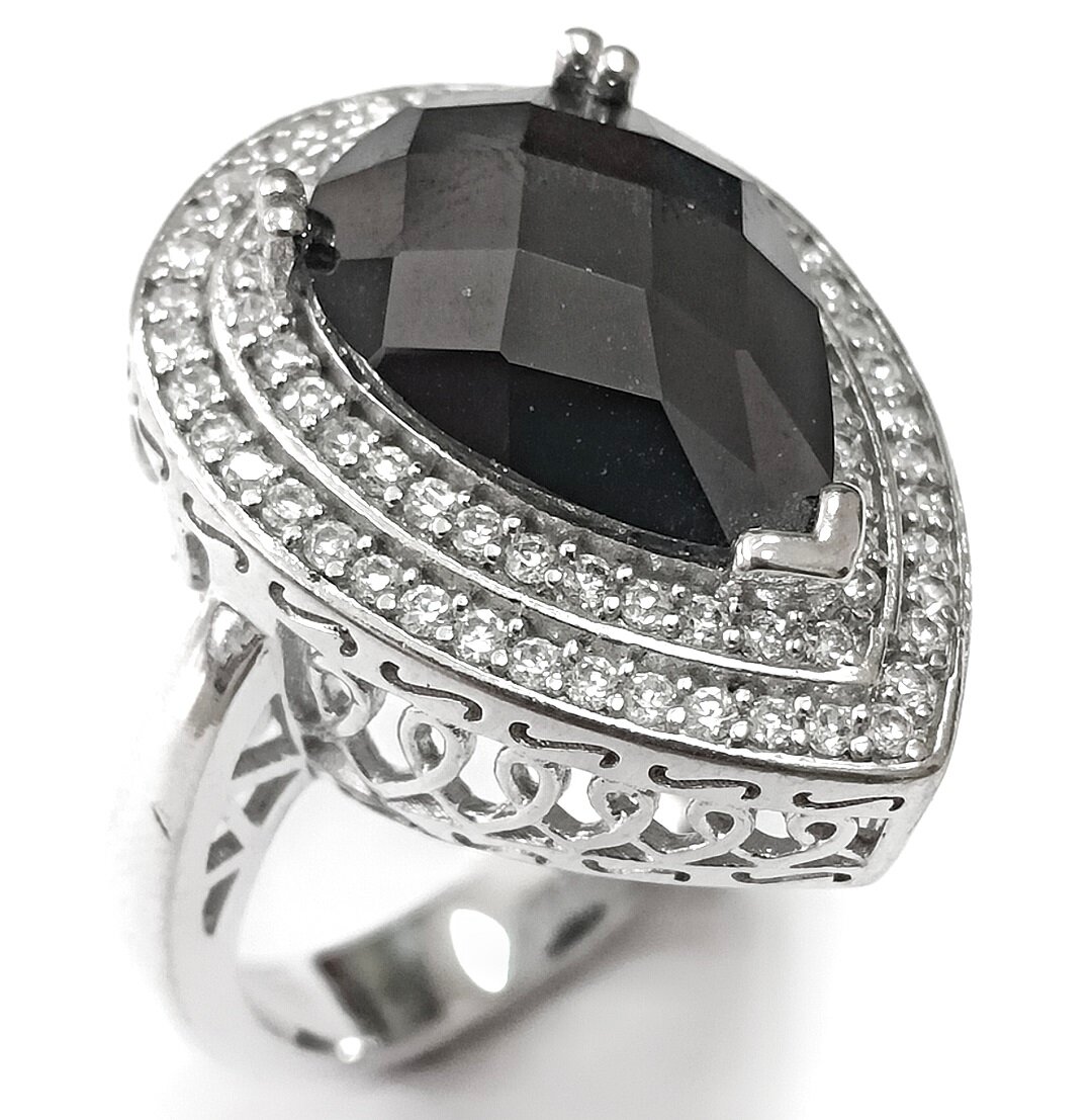 Перстень, серебро, 925 проба, родирование, фианит