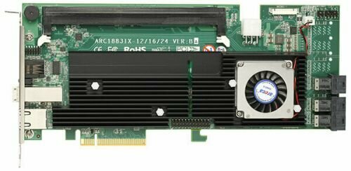 Контроллер Areca ARC-1883ix-12 PCIe 3.0 x8 LP, SAS/SATA 12G, RAID 0,1,5,6,10,50,60, 12port (3*int SFF8643 + 1*ext SFF8644), Cache 2GB (up to 8GB), RTL