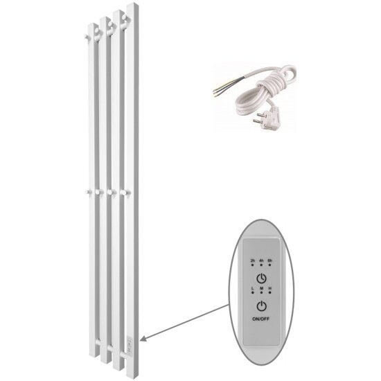 Полотенцесушитель электрическийд Маргроид INARO профильный 1200х180 правый, скр. монтаж, СНШ, белый матовый(RAL 9016), (Ferrum, 8 крючков)