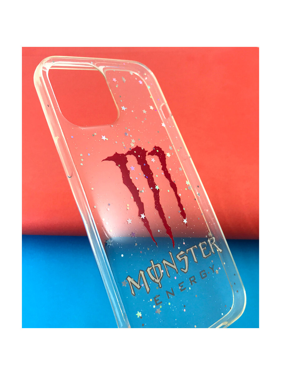 Чехол Мобильная Мода для iPhone 12 Pro Max Накладка силиконовая с эпоксидной смолой и надписью Monster