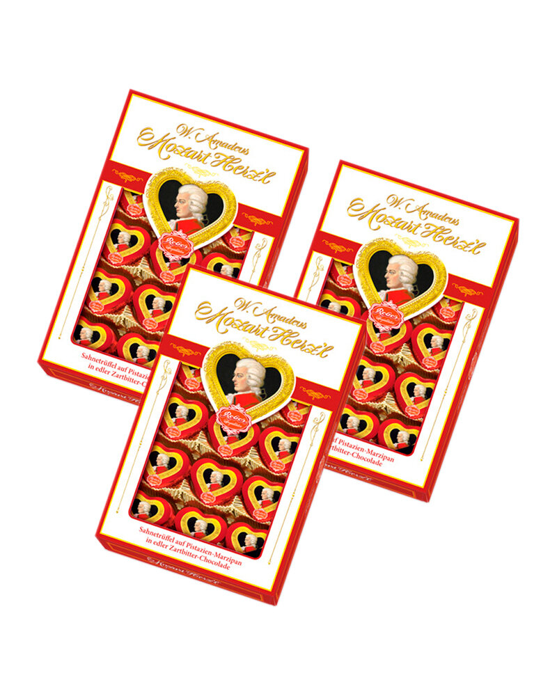 Конфеты Reber Сердечки из Горького Шоколада с Марципановой Начинкой 150 гр - 3 шт