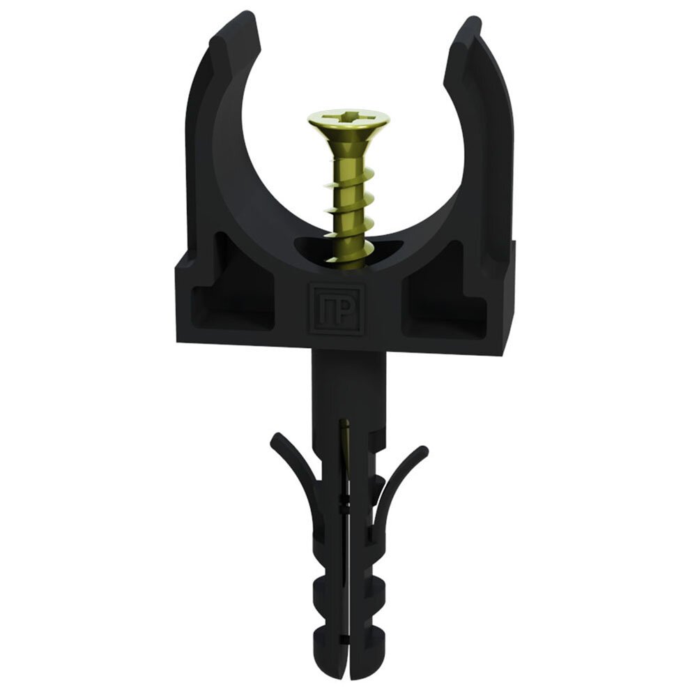 Крепеж-клипса Промрукав с дюбелем и саморезом 20 мм черная 10 шт