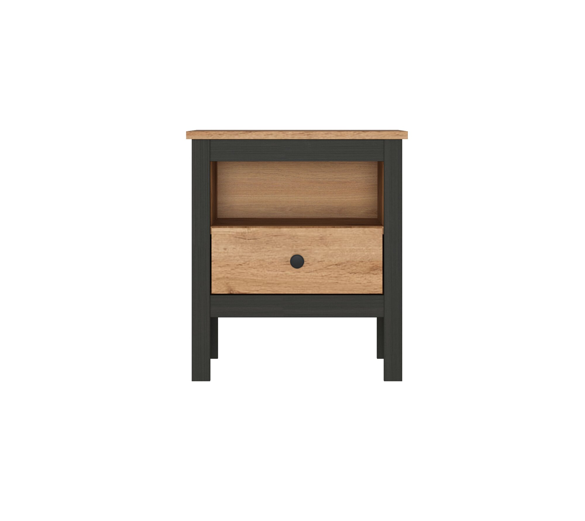 Тумба прикроватная БРВ Мебель LOFT KOM1S Дуб вотан/Черный Размеры: Высота 520мм Глубина 385мм Ширина 455мм