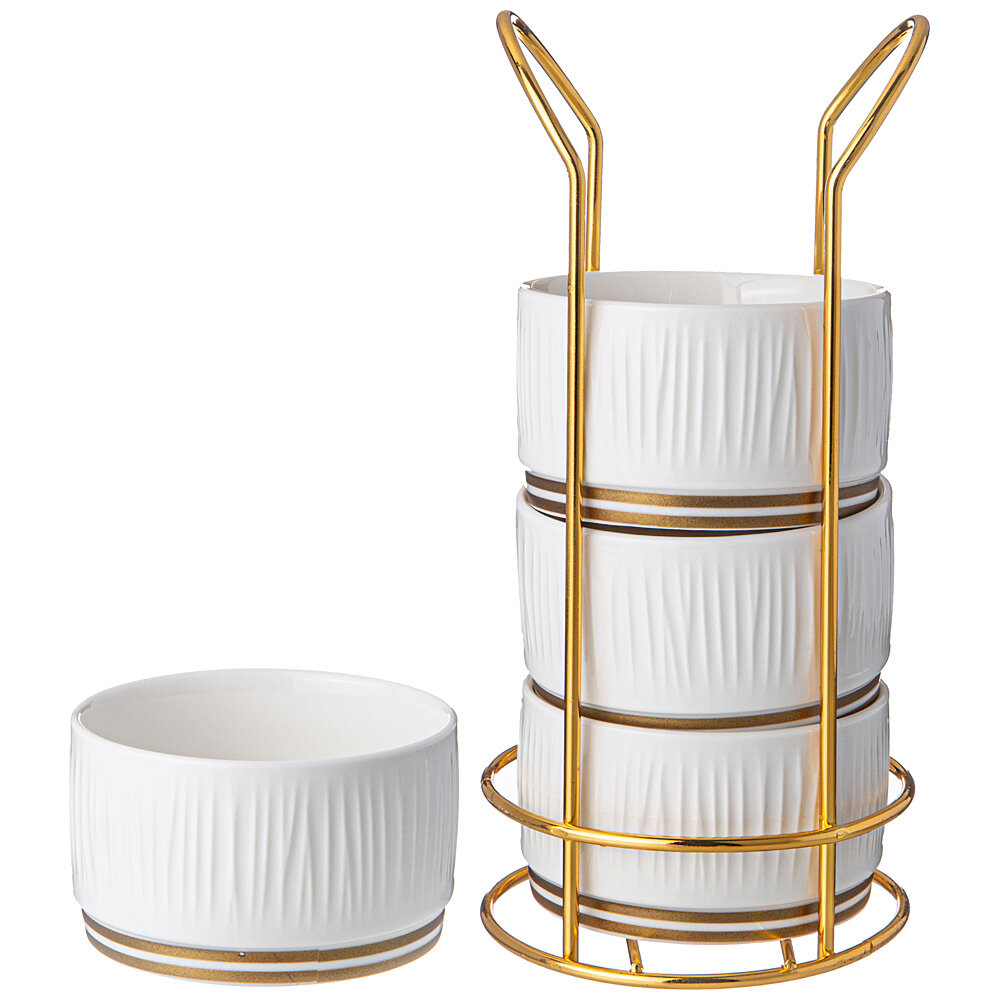 Набор салатников lefard herbal на металл. Подставке 4 шт. 9*5 см 230 мл KSG-42-498