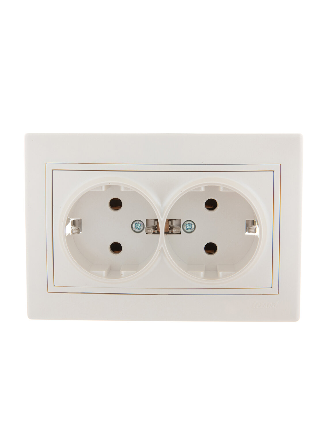 Розетка LEZARD MIRA двойная с заземлением керамика жемчужно-белый перламутр со вставкой