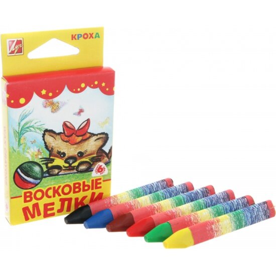 Восковые мелки Луч "Кроха" 6 цветов трехгранные, картон. уп, европодвес
