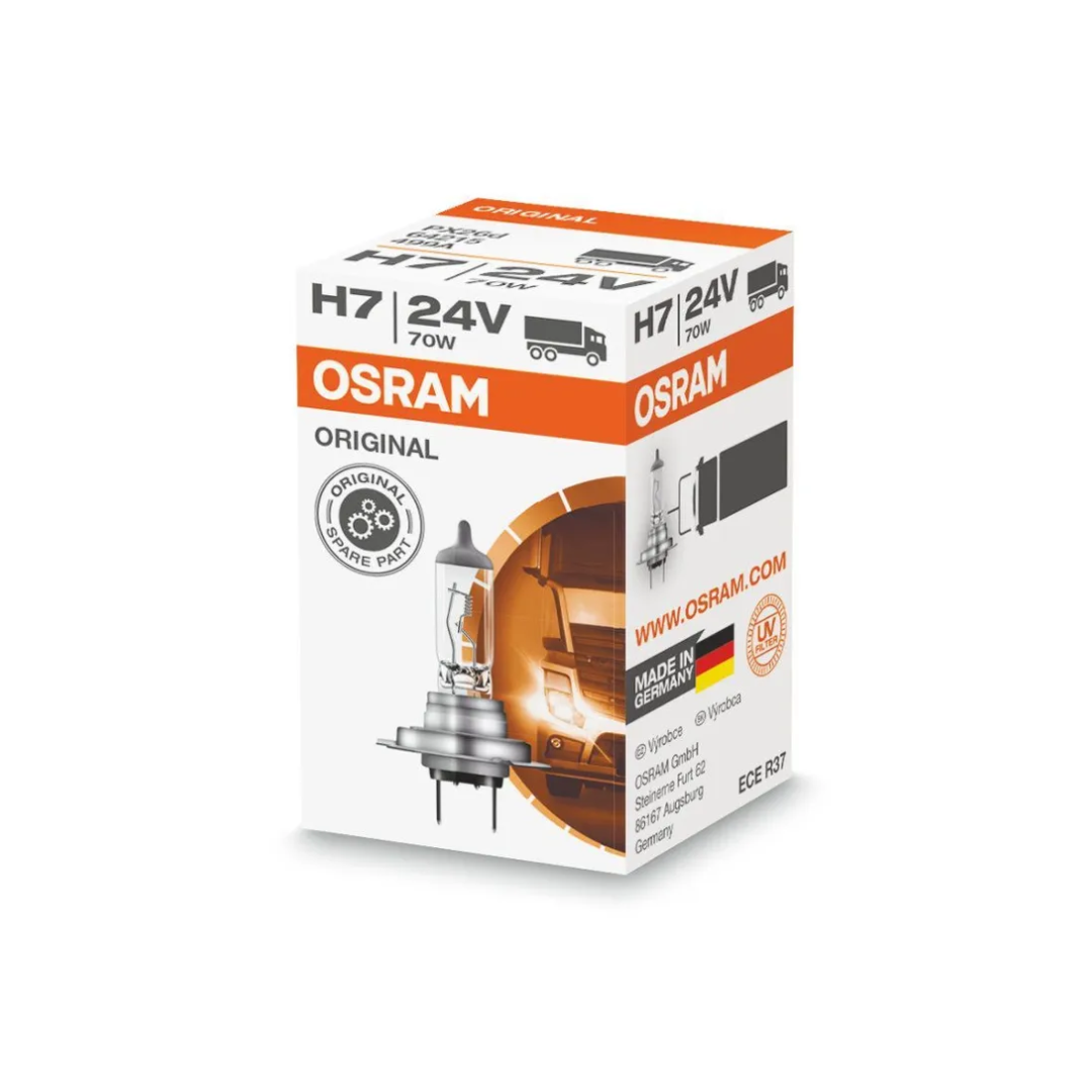 Галогеновая лампа OSRAM Original Line H7 (70W 24V) 3200К желтый свет яркость 1750Лм, 1шт.