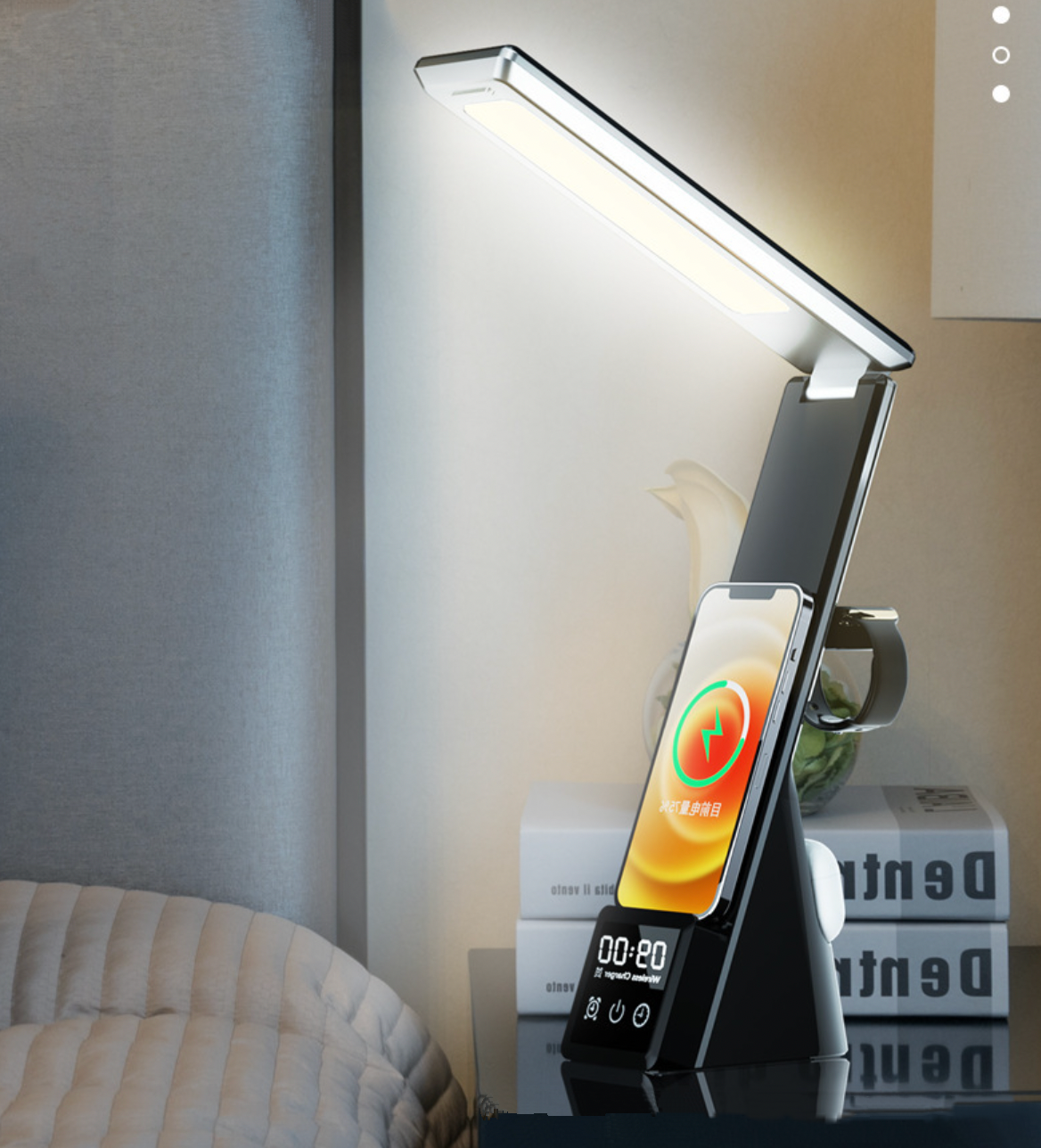 Беспроводное зарядное устройство Чехол. ру A224-203 светильник часы 5 в 1 для телефона часов Apple Watch и AirPods