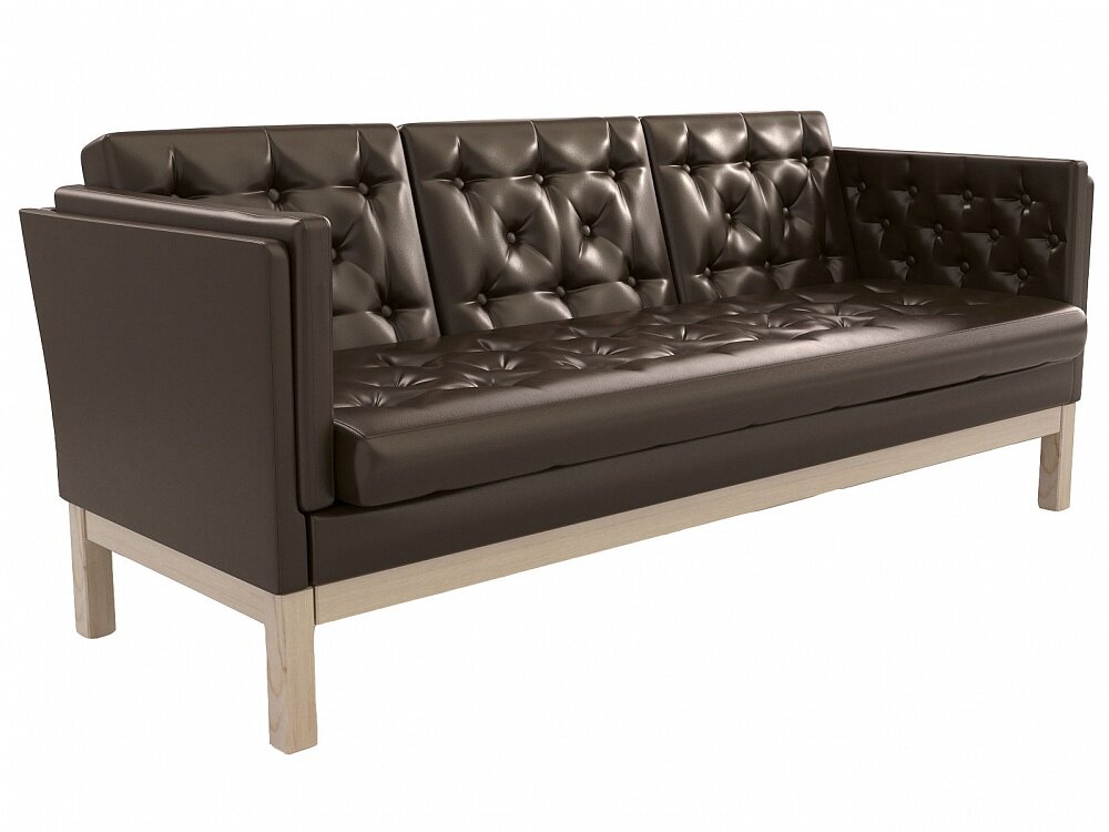 Прямой диван тахта Айверс Лонг нераскладной Коричневый 2 Экокожа, 193х82х83 см