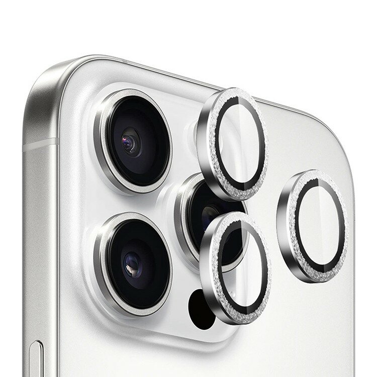 BlueO стекло на камеру iPhone 16 Pro/16 Pro Max, Camera lens Armor Aluminium 3 шт. Silver Diamond (+installer)