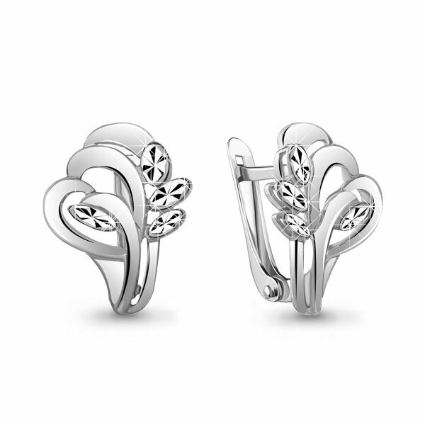 Серьги, серебро, 925 проба, родирование