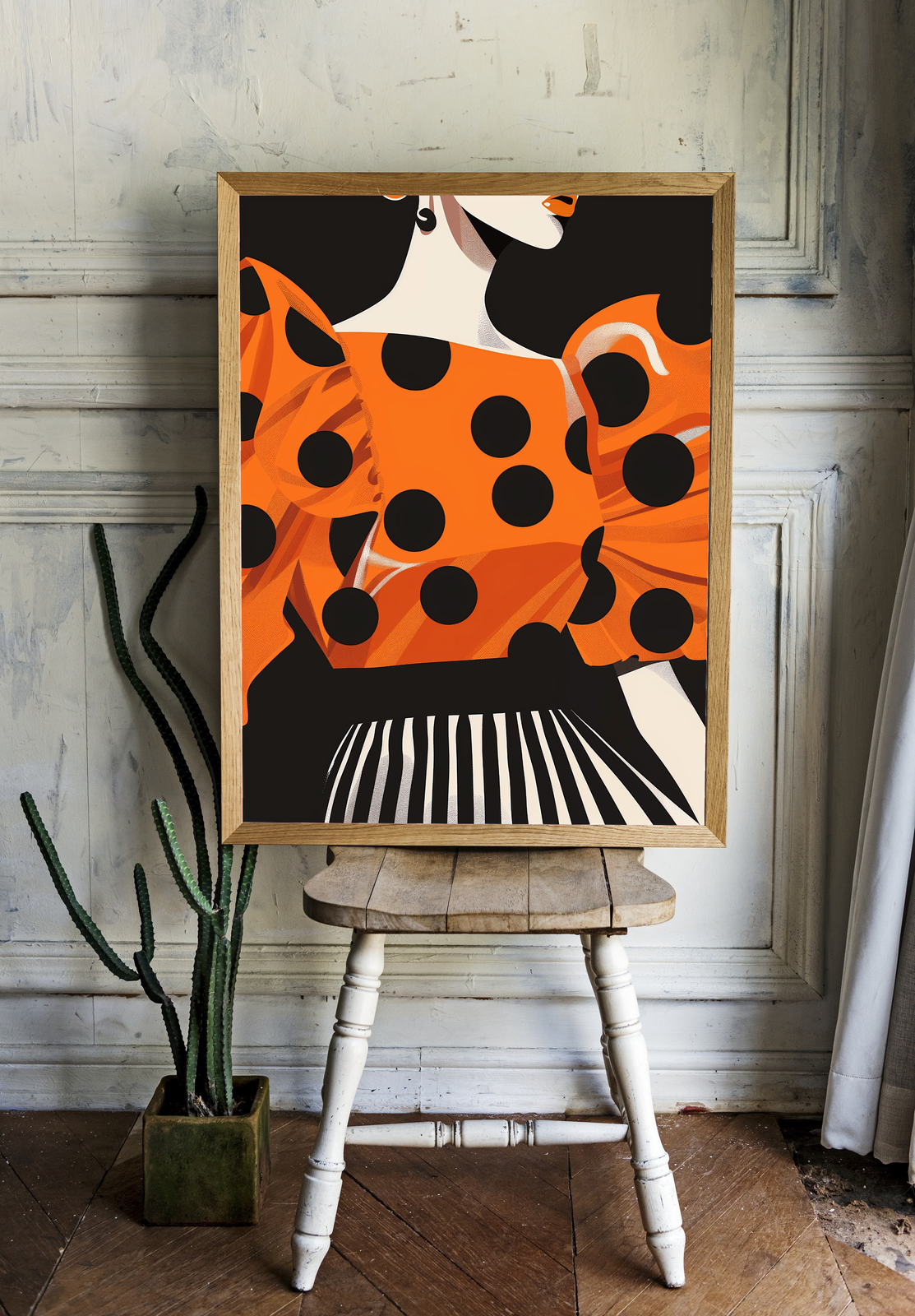 Постер "Модная женщина в яркой и стильной одежде" 60x90 без рамы