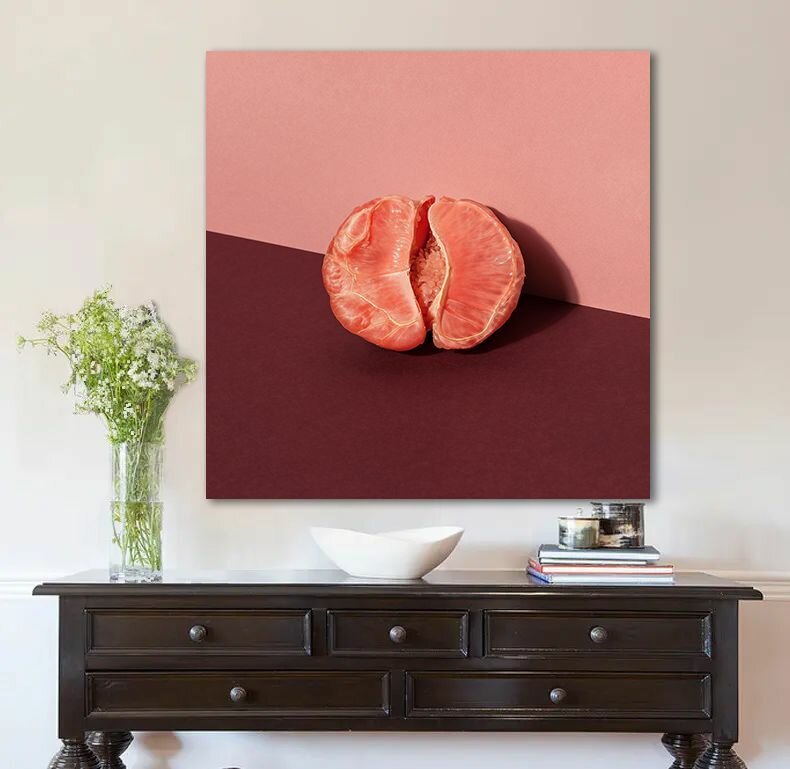 Картина Сочный фрукт, картина с фруктами на кухню, 60х60 см.