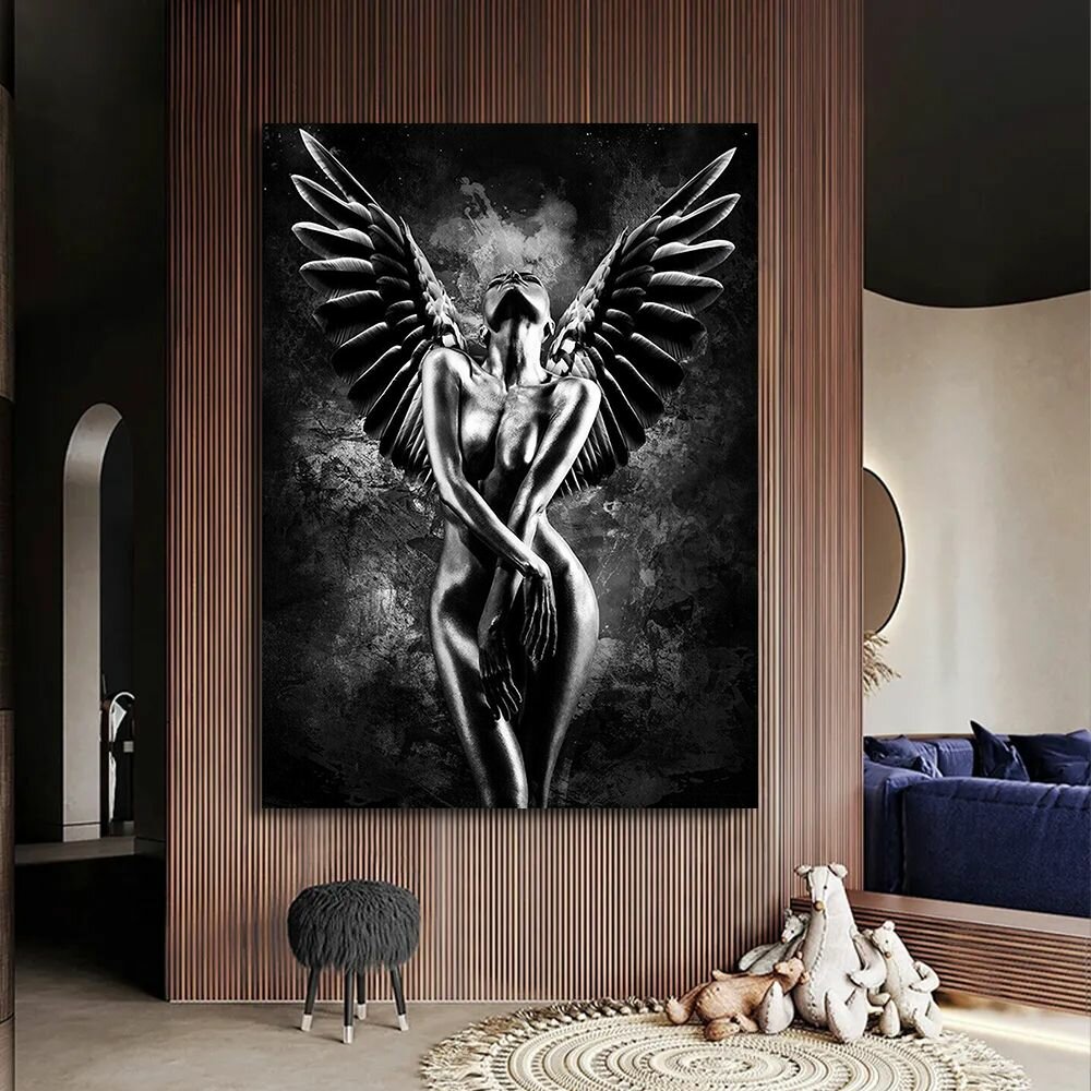 Картина 18+, картина голая девушка Ангел, 20х30 см.