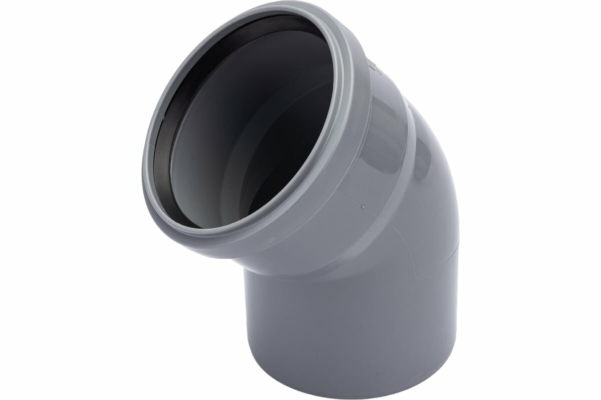 RTP канализационный отвод 110 мм, 45 градусов, серый цвет, совместим с трубами 110 мм
