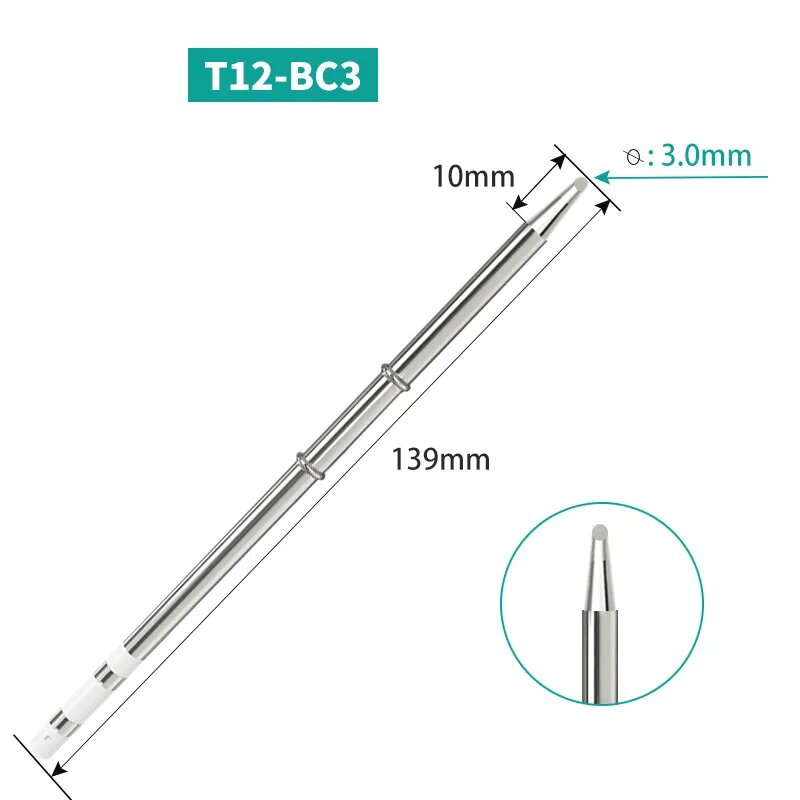 Наконечник паяльника T12-BC3, 3.0 мм, 139 мм