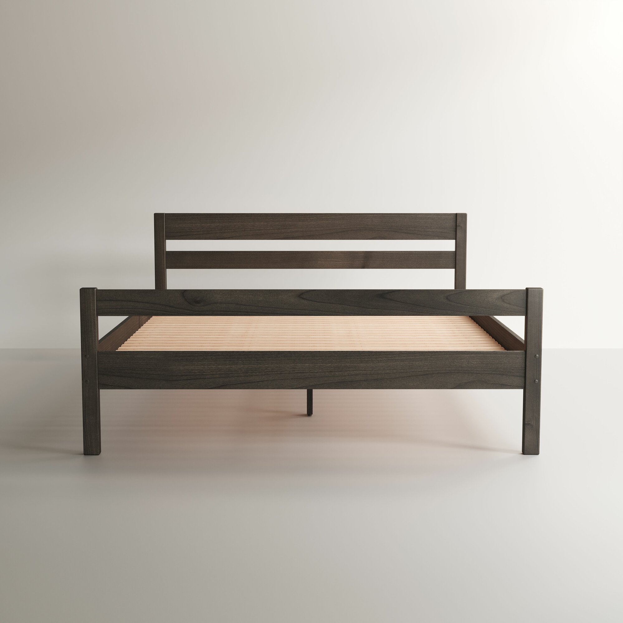 Кровать двуспальная, 140х190 см, Hansales, деревянная, из массива березы, двуспальная, с изножьем, цвет графит