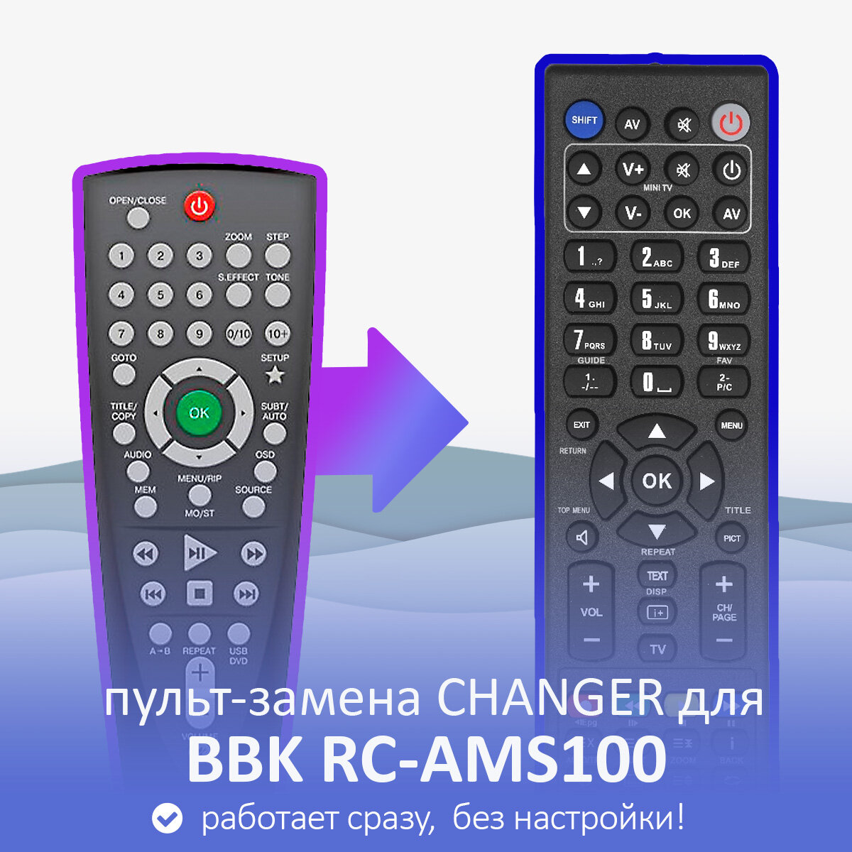 Пульт-замена для BBK RC-AMS100