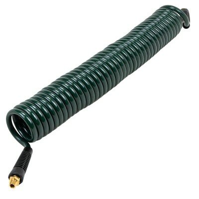 Шланг витой полиуретановый 8мм х 12мм х 10м с резьбовыми наконечниками 1/4" (max давление 15бар, рабочая t от -20 до +60 С) RockFORCE