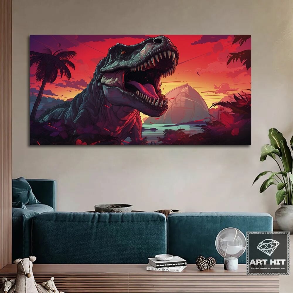 Картина ВсеКартины. Тут "Тираннозавр", 40x80 см, на подрамнике