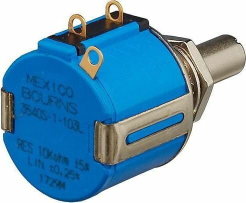 Потенциометр BOURNS 3540S-1-103L осевой многооборотный 10кОм 2Вт 5% 6,35мм IP40 1 шт