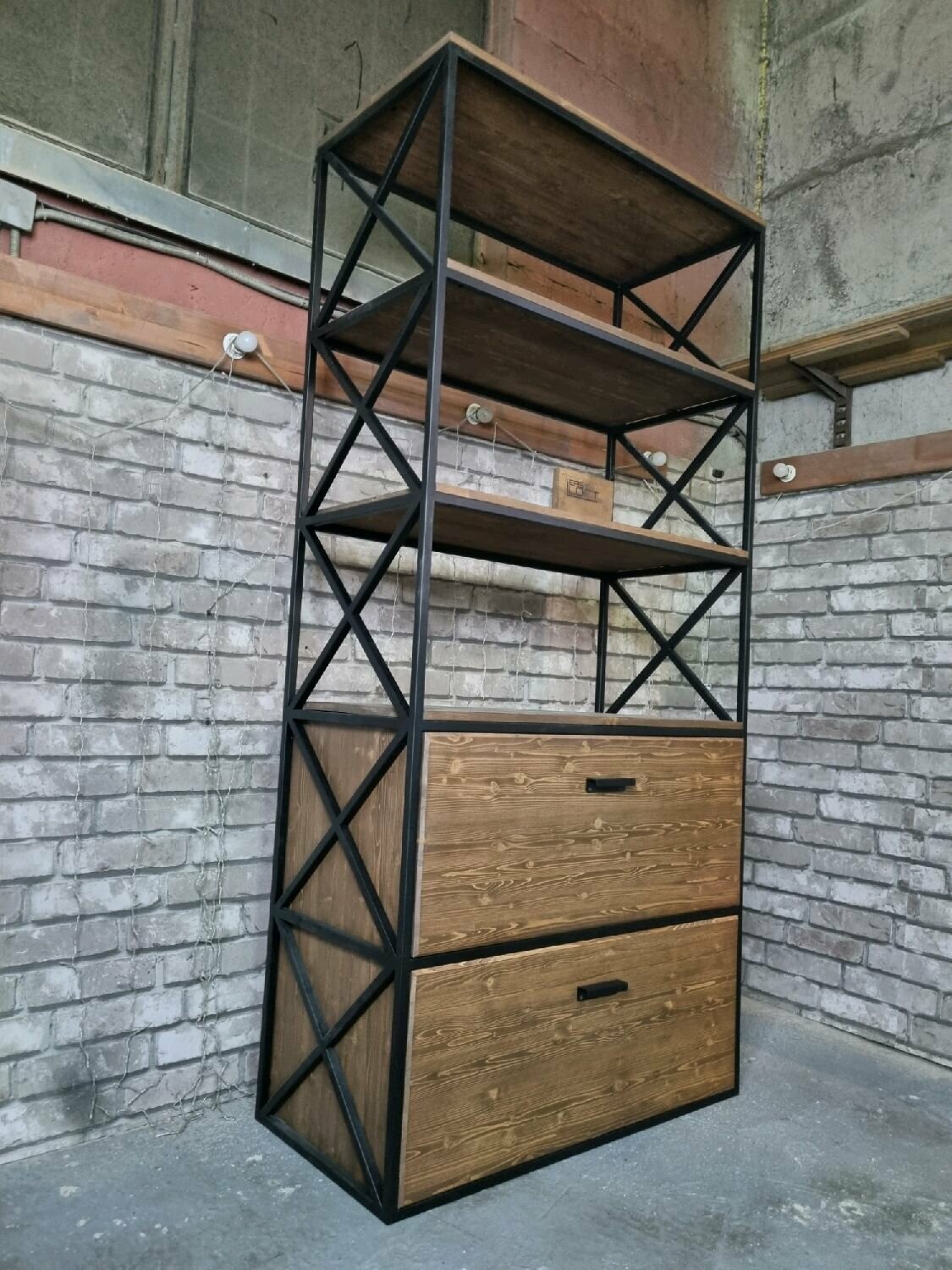 Стеллаж "EasyLOFT" в стиле лофт, с ящиком, для дома и офиса, 100х50х200 см.
