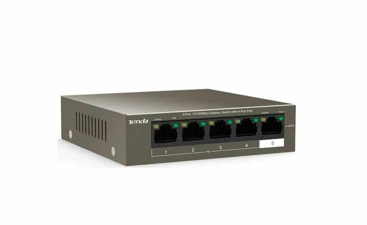 IP-COM F1105P-4-63W Коммутатор неуправляемый PoE, 5 портов, 5x1 Гбит/с, PoE 4х30 Вт (до 58 Вт), настольный