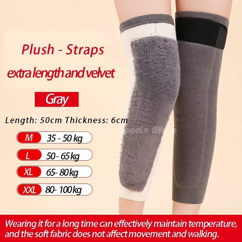 Шерстяные наколенники XL серые, 65-80 kg, Plush-Straps