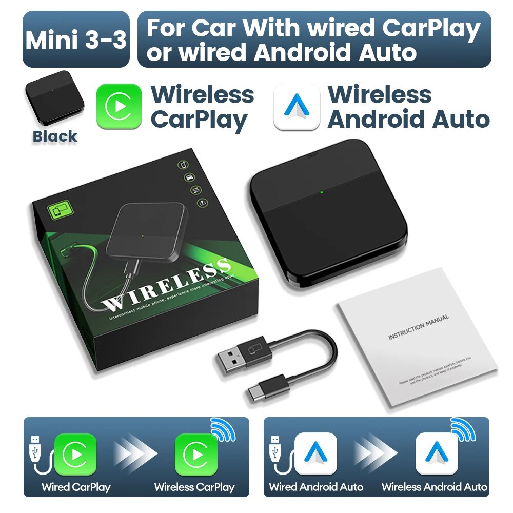 Беспроводной USB-адаптер CarlinKit 5.0 Mini 5/3 Pro Для Android Auto И CarPlay, 5 ГГц Mini 3-3 Pro