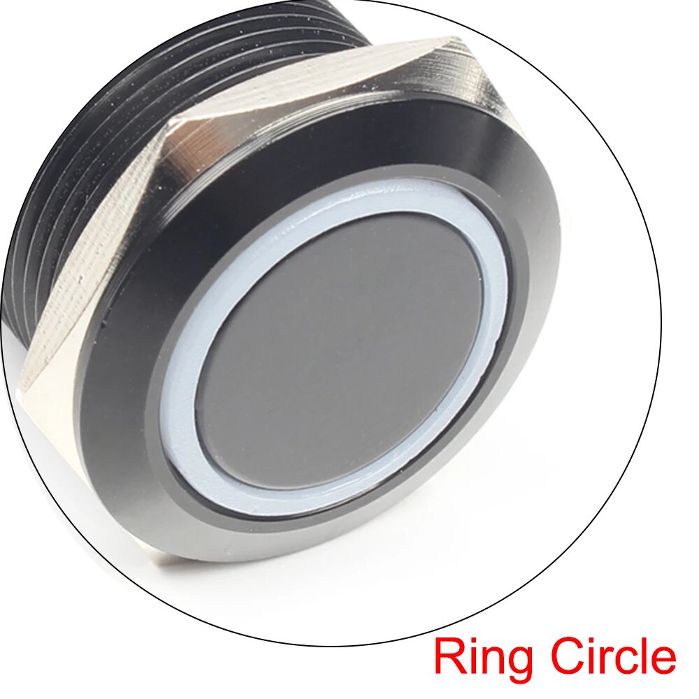 Водонепроницаемый кнопочный переключатель DIANQI 19 мм Self-Locking fixed, Ring Circle, LED White, 12-24V(12V24V)