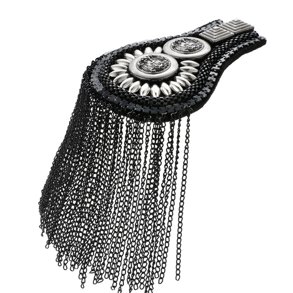 Эполеты ручной работы с металлической кисточкой для европейского и американского подиума-черный