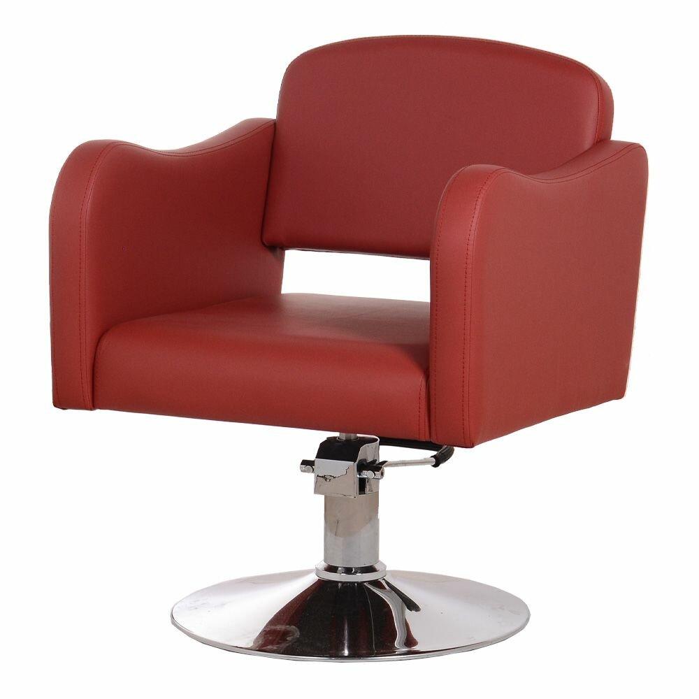 Парикмахерское кресло "Ева", цвет красный, основание - диск, гидравлика