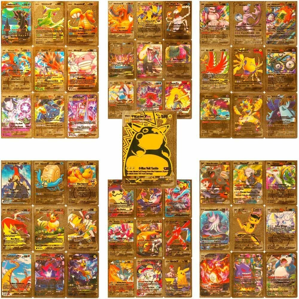 Карточки коллекционные "Pokemon", Покемон карты 55шт золотой