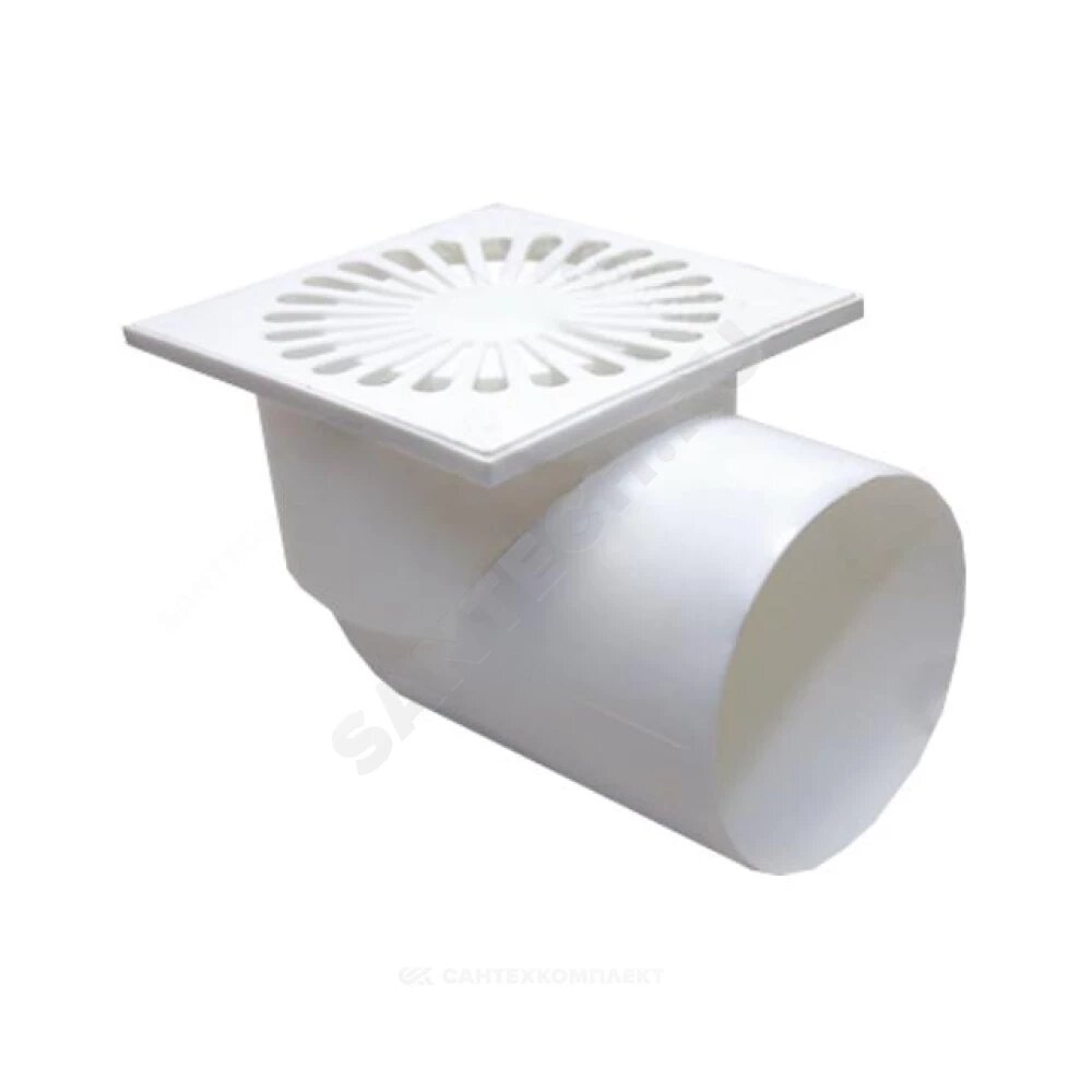 Трап нерегулируемый с гидрозатвором Дн 50 с пластиковой решёткой 150х150мм горизонтальный выпуск RTP (РосТурПласт) 36581