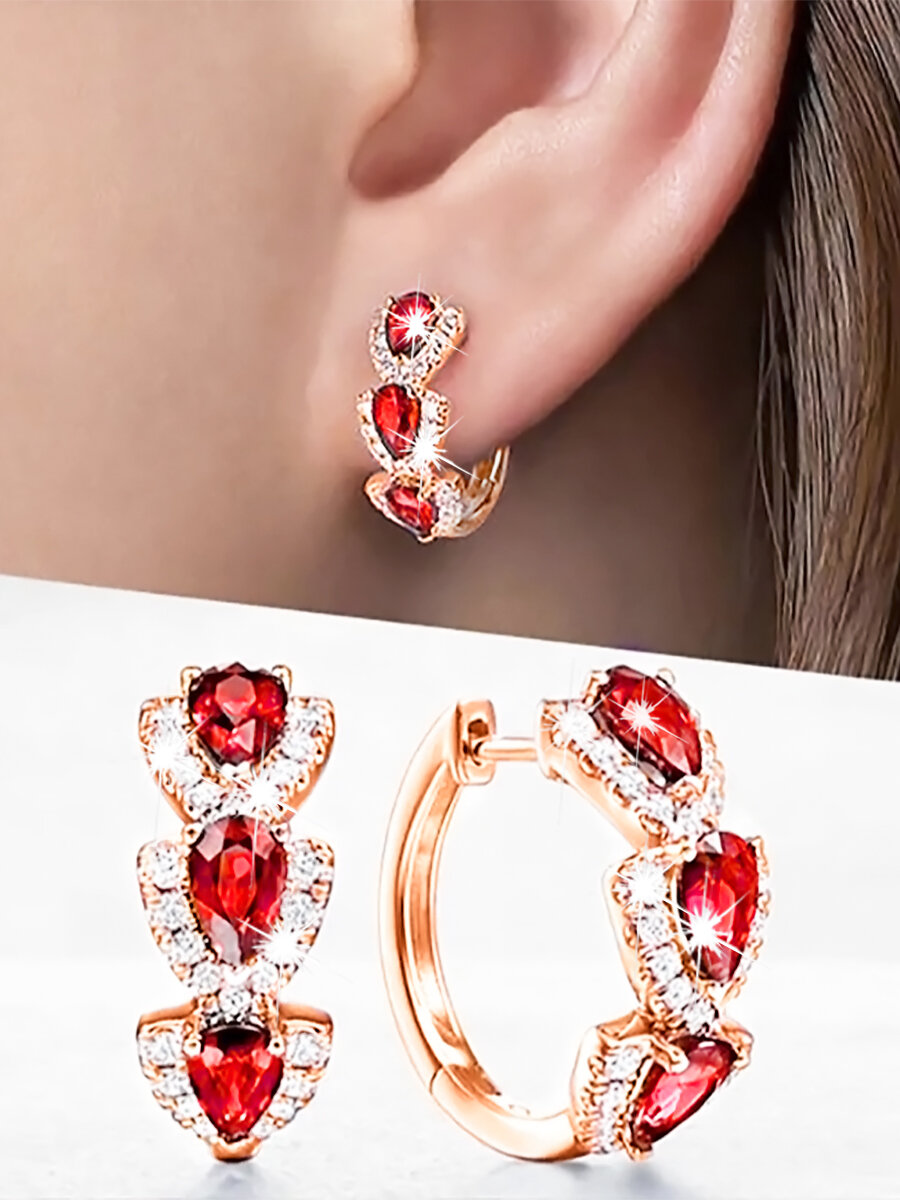 Серьги, горный хрусталь, циркон