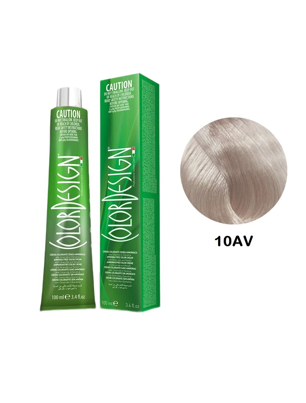 Colordesign Ammonia Free Колор Дизайн Краска для волос без аммиака 100 мл - Colordesign 10AV platinum ash pearl blonde