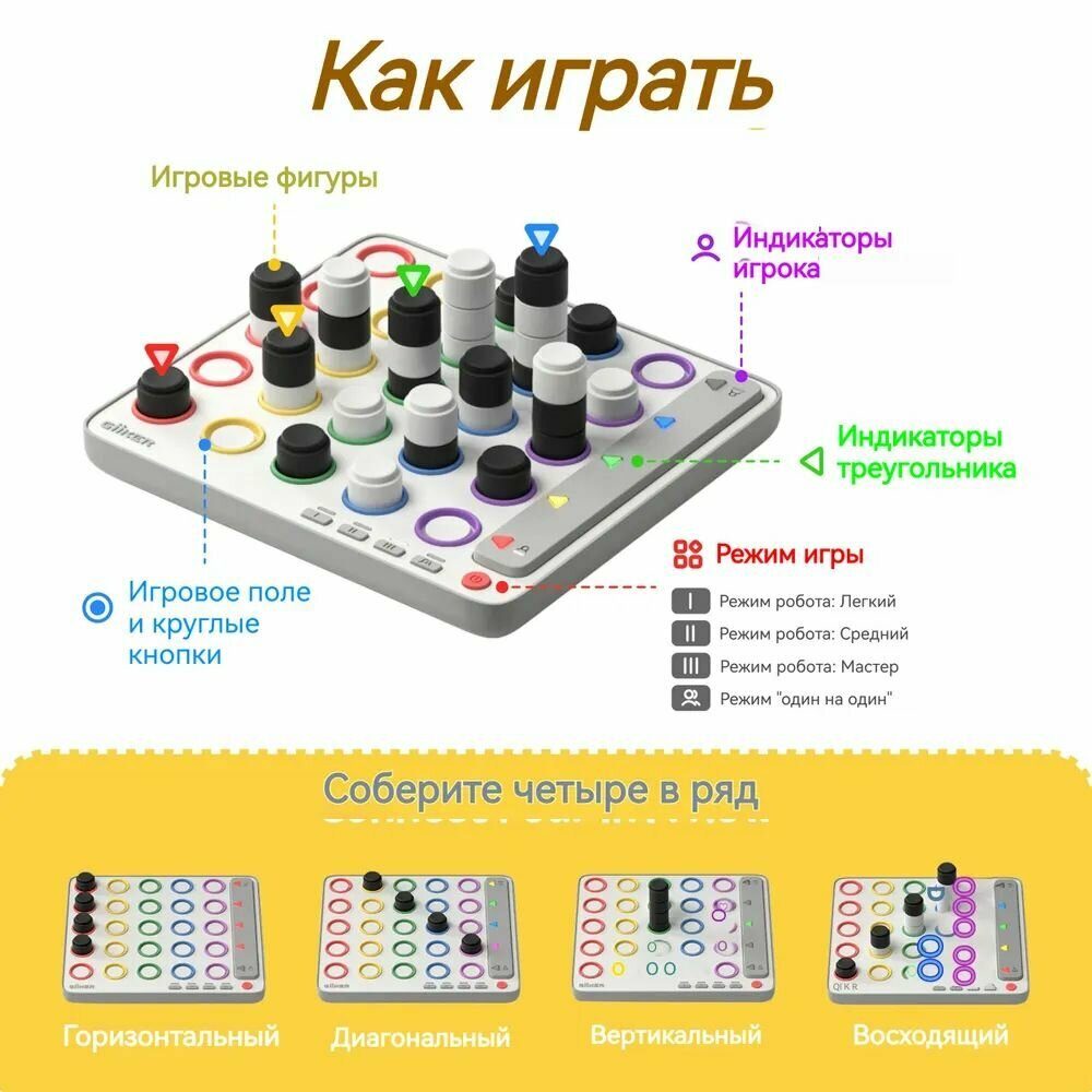 Интеллектуальная Настольная Игра Giiker Smart Four: 3D-стратегия "Четыре в Ряд", Искусственный Интеллект, Идеально для Подарка