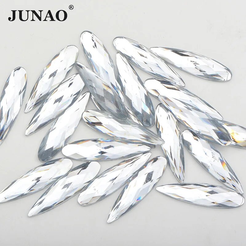 JUNAO Акриловые стразы каплевидные 9*36 мм AB цвета