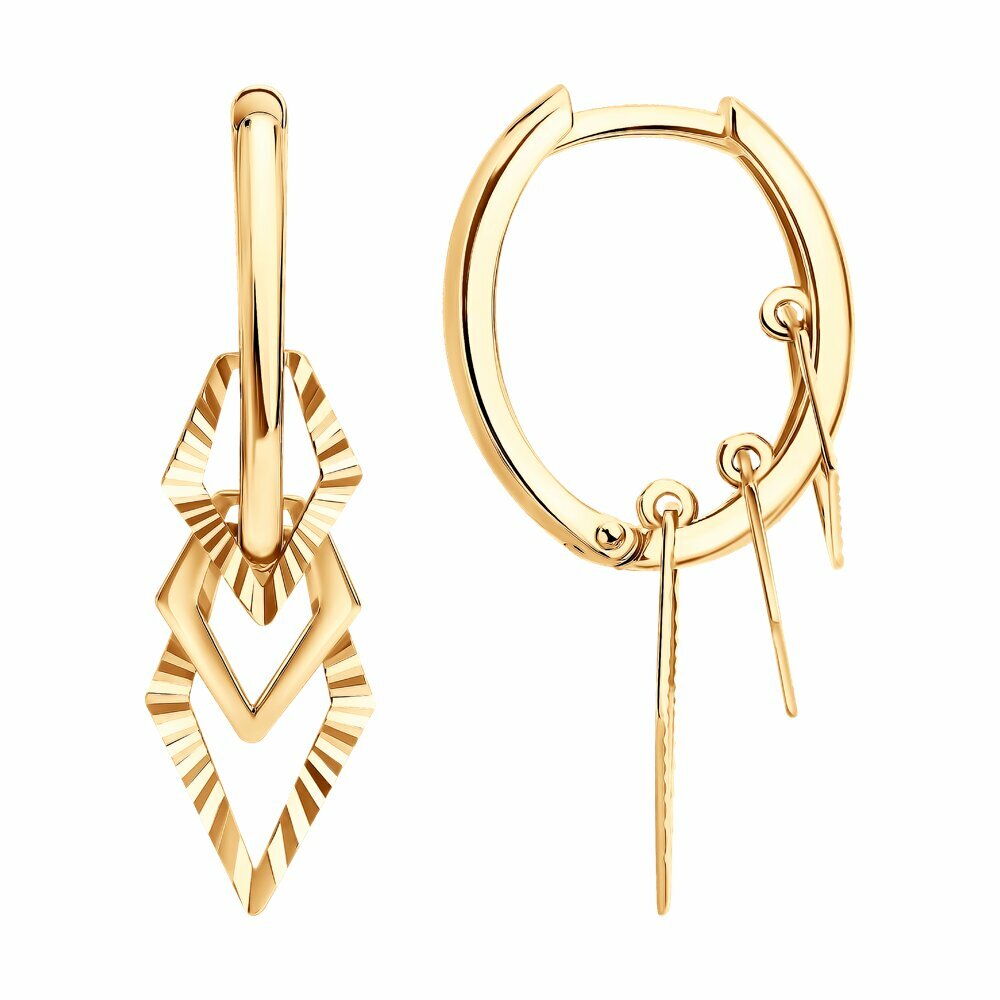 Серьги, красное золото, 585 проба