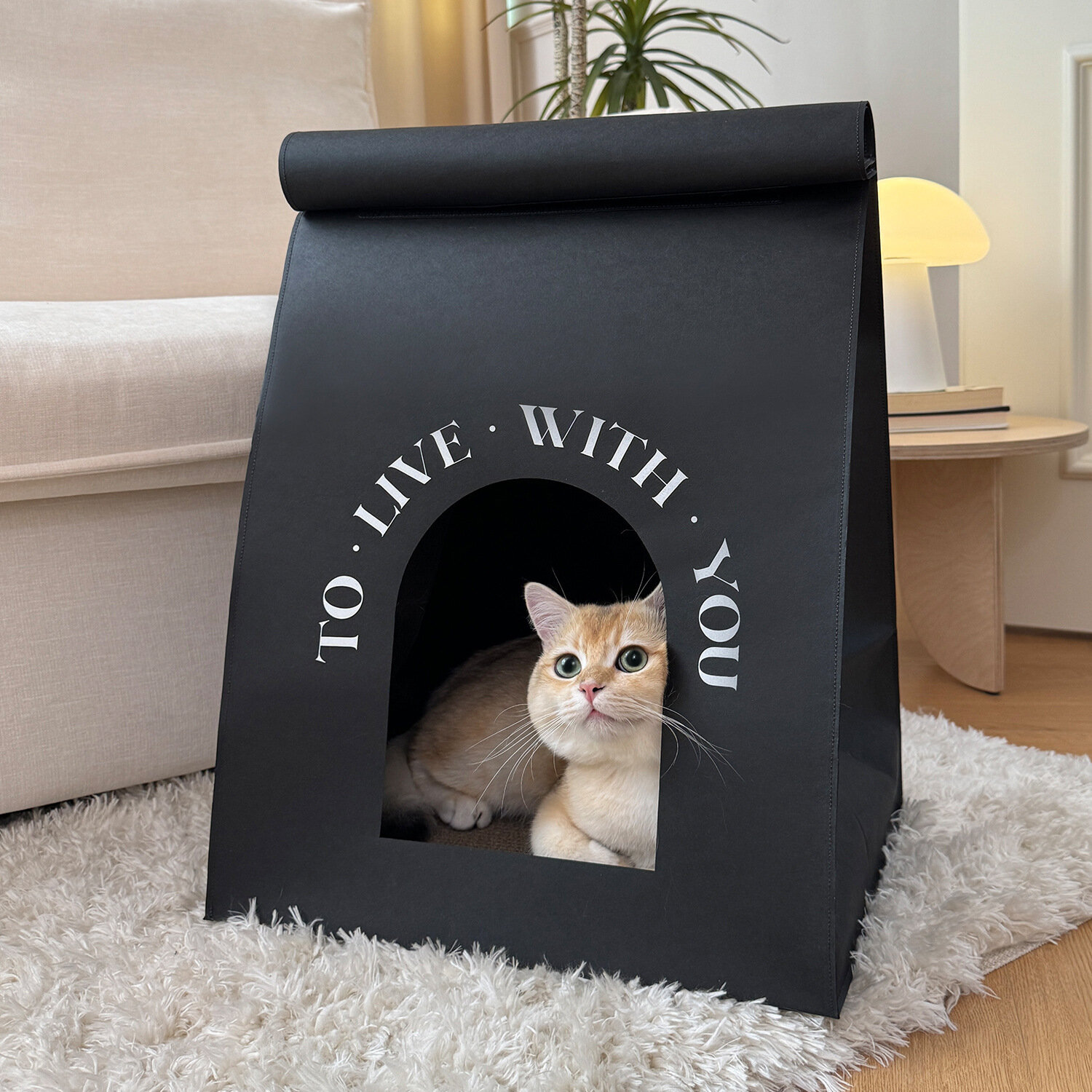 Крафт-бумажный пакет cat house cat scratch board устойчивый к царапинам 40 * 20 * 51 см черный