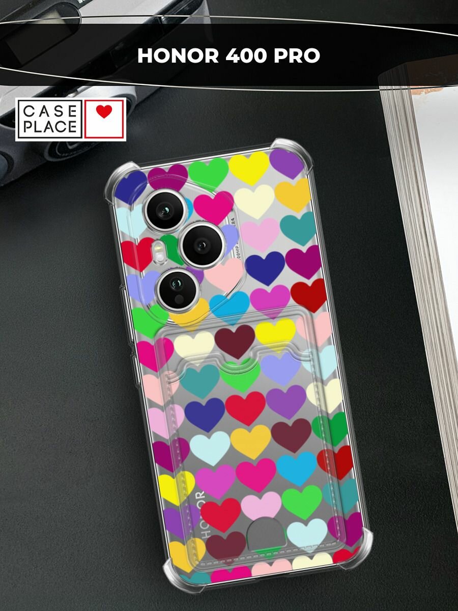 Чехол на Honor 400 Pro (Хонор 400 Про) с картой и принтом Разные сердца