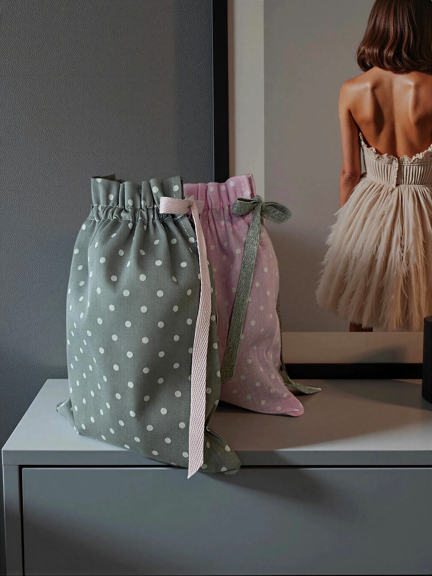 Мешочек хлопковый 2 шт 17*22 подарочный и для хранения, с открытками, набор тканевых экомешков