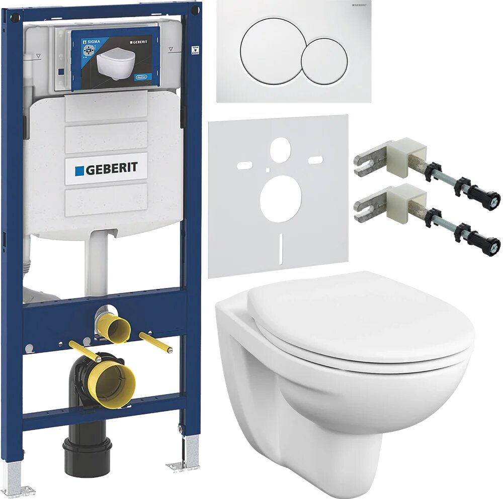 Комплект Унитаз подвесной VitrA S10 / Крышка с микролифтом, петли хром / Инсталляция Geberit Duofix UP 320 111.300.00.5, Кнопка Sigma белая, Крепления к стене