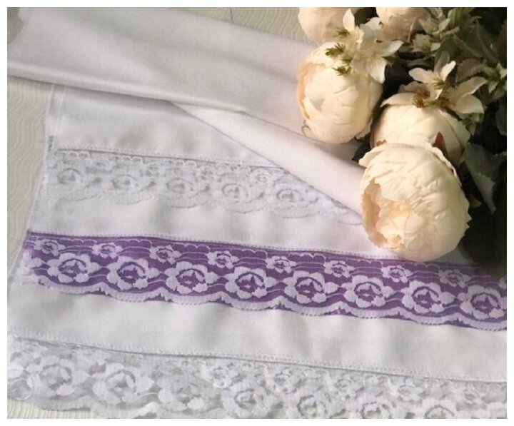 Рушник свадебный, сирень, габардин, 35*140 см