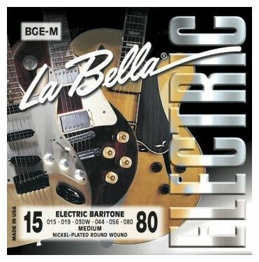 BGE-M Комплект струн для электрогитары баритон, никелированные, Medium, 15-80, La Bella
