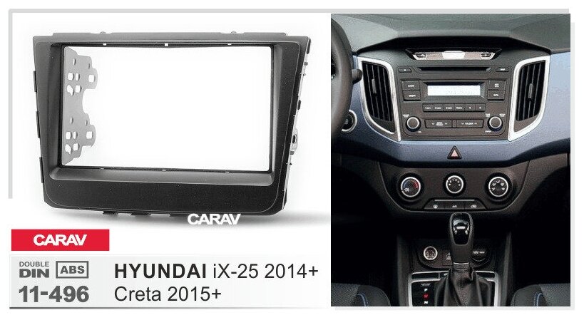 Переходная рамка 2-DIN для HYUNDAI iX-25 2014+; Creta 2015+ CARAV 11-496
