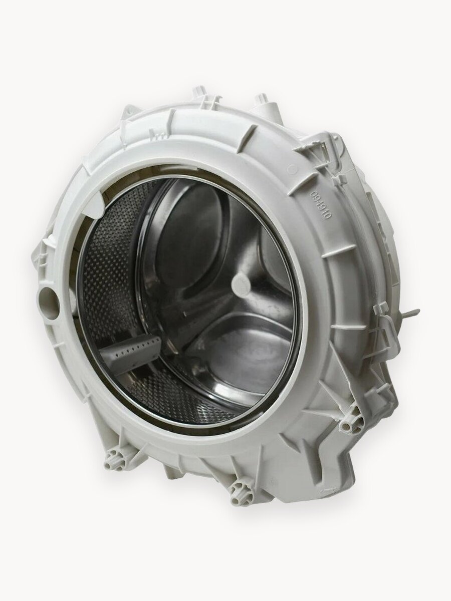 Бак в сборе стиральной машины Ariston, Indesit с барабаном и со шкивом без тэна