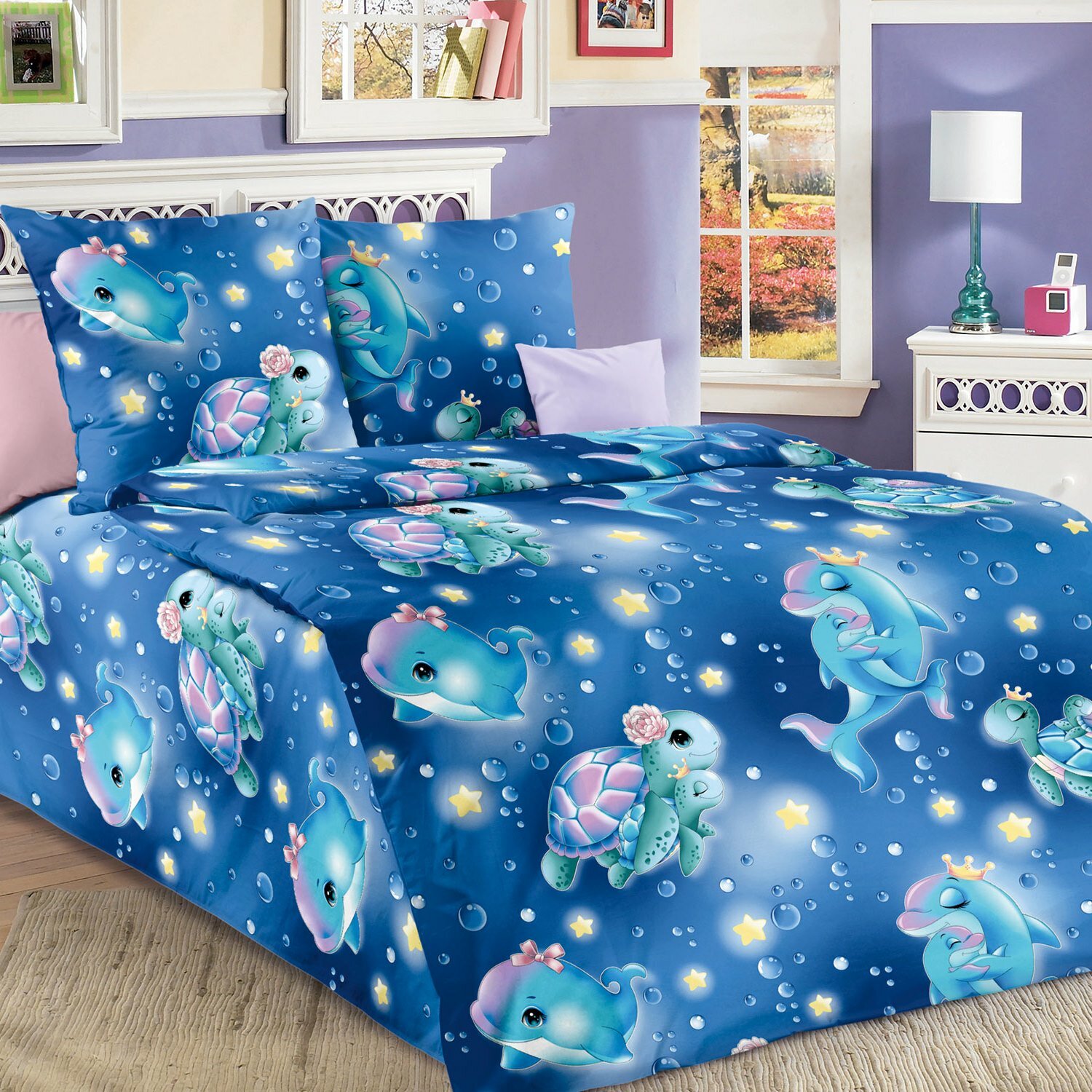 Постельное Белье 1.5-спальное Перкаль (наволочки 70х70 2 шт.) "Океан 1"